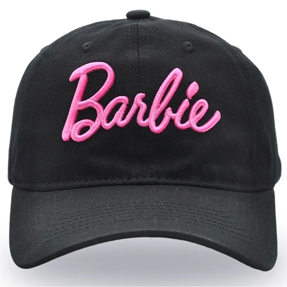 Barbie | Accessories | Barbie Black W Pink Logo Baseball Hat | Poshmark